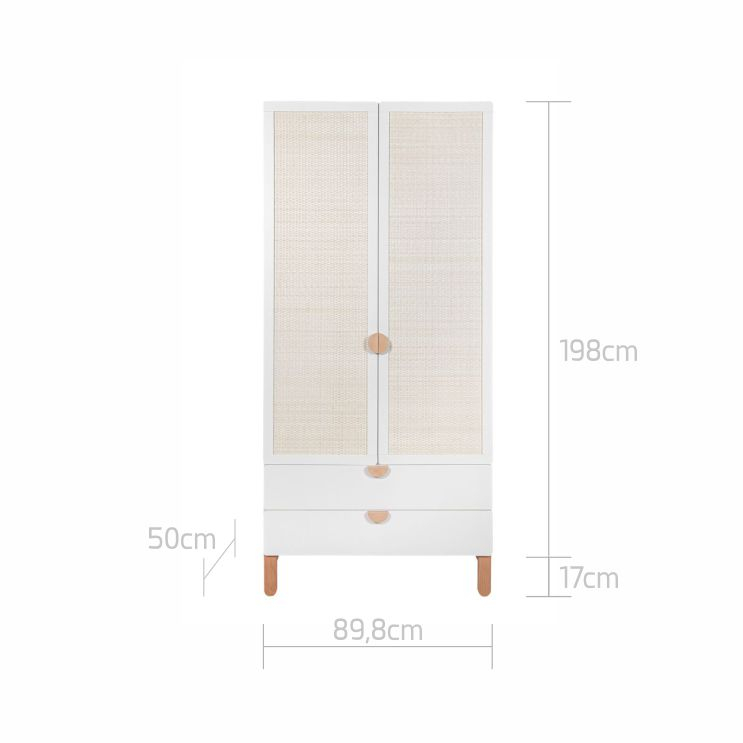 Dulap 2 usi, MDF/lemn de fag, Ratan, 200x90 cm